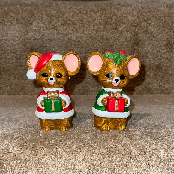 Holiday | Vintage Ceramic Handpainted Mice Mouse Christmas Couple Girl ...
